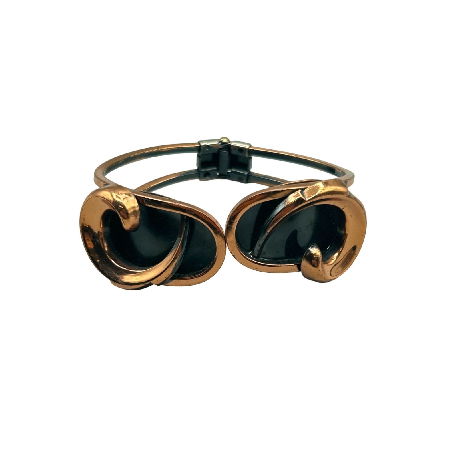 Vintage Copper Bracelet Hinged Clamper Bangle Moderni… - Gem