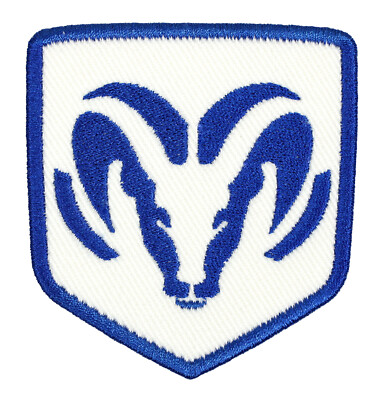 Ram Head Shield Embroidered Patch Ivory Twill/R.Blue Iron-On Sew-On ...