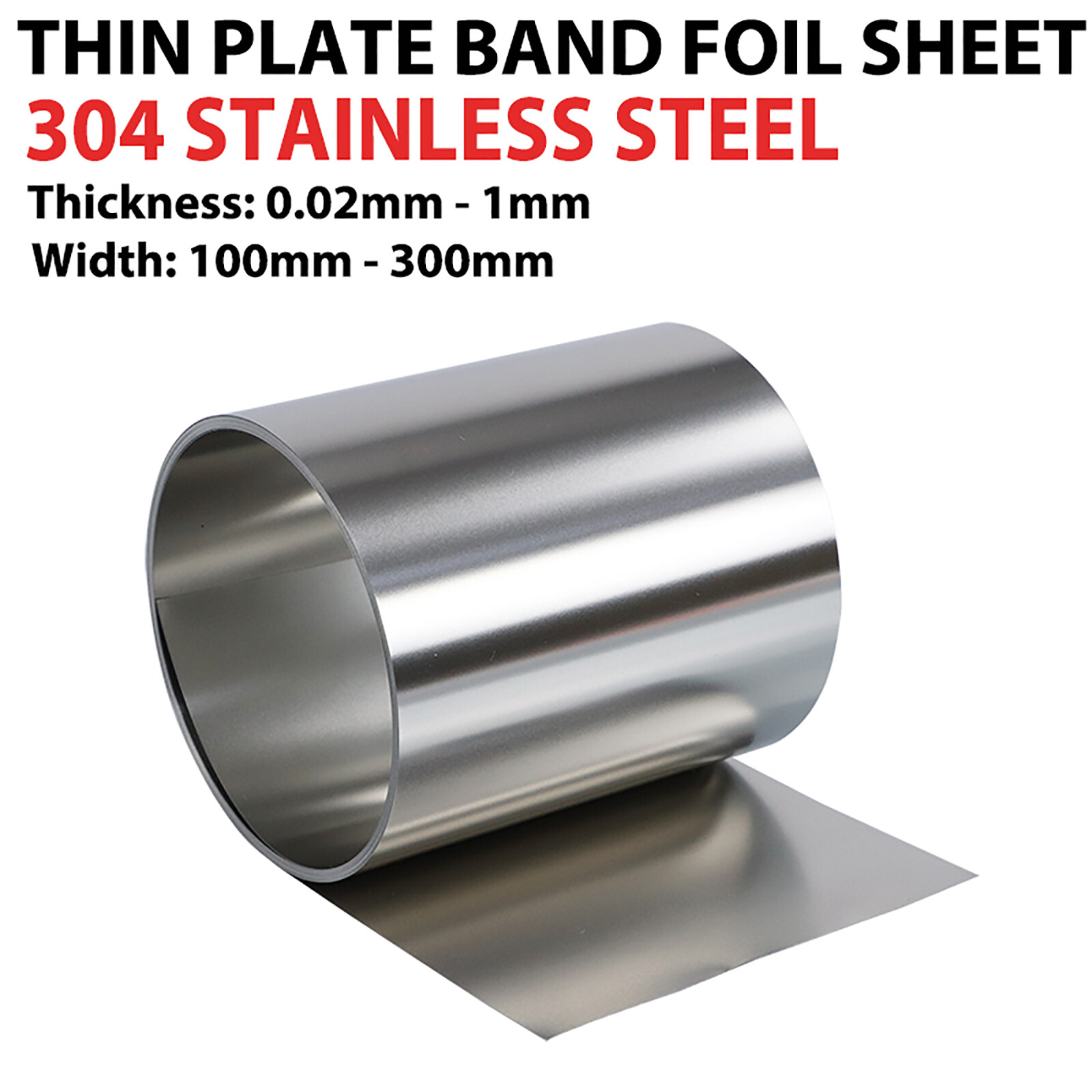 304 Stainless Steel Thin Plate Band Foil Sheet Metal Strip Roll Various Sizes | eBay UK