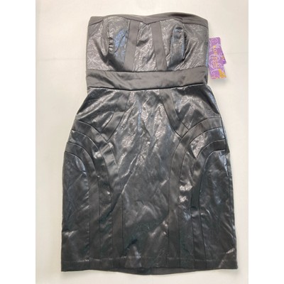 NWT Kouture by Kimora Women's M Black Strapless Top Faux Leather Dress ...