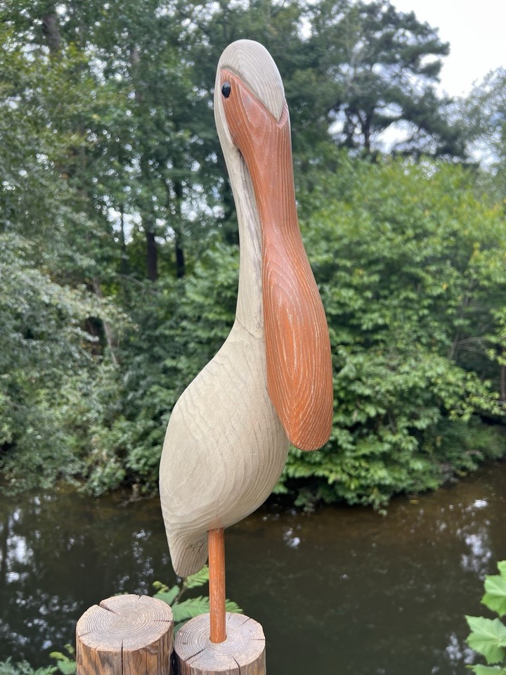 Vintage 32” Pelican Wood Carving - Charles Fish Chincoteague, VA Decoy ...