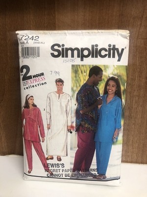 Vintage 1990 Simplicity Men Women’s Kaftan & Trousers Sewing Pattern ...