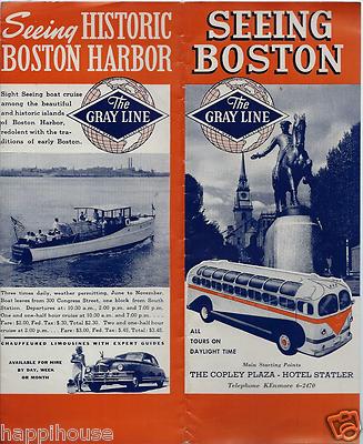 1950 Seeing Boston Gray Line Bus Tour Brochure / Illustrated Photos | eBay