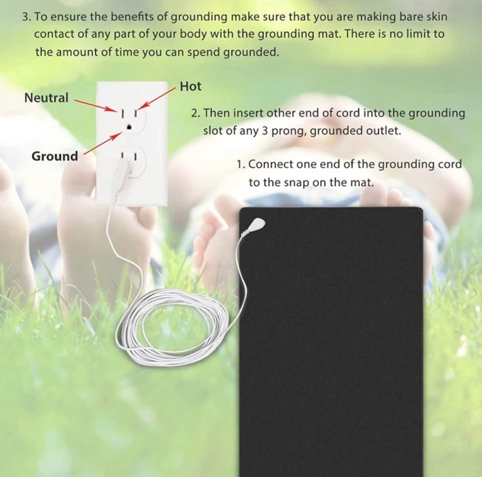 Grounding Earthing Therapy Mat with Extra Long Cable-4 Sizes To Choose ...