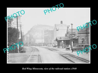 OLD 8x6 HISTORIC PHOTO OF RED WING MINNESOTA THE RAILROAD DEPOT STATION ...