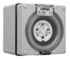 Clipsal 56-SERIES INDUSTRIAL SURFACE SOCKET 500V 10A 6-Pin Round GREY ...