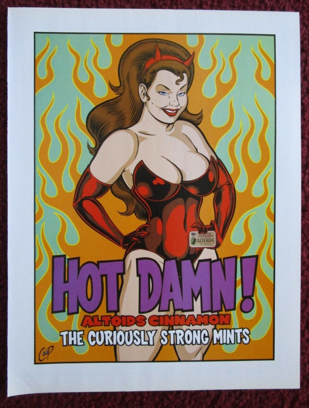 2001 ALTOIDS Mints Print Ad ~ Chris Cooper COOP Sexy Devil Girl ART 'Hot Damn!' | eBay