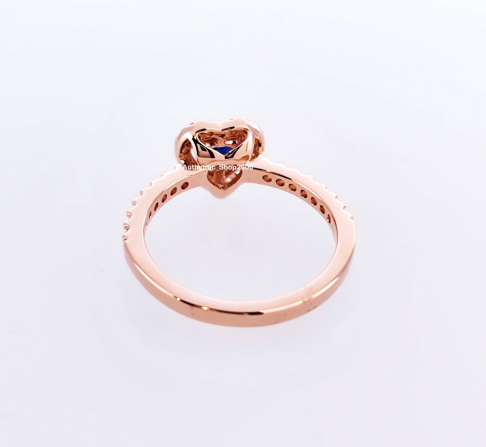 100% Authentic PANDORA Rose Gold Sparkling Blue Elevated Heart Ring ...