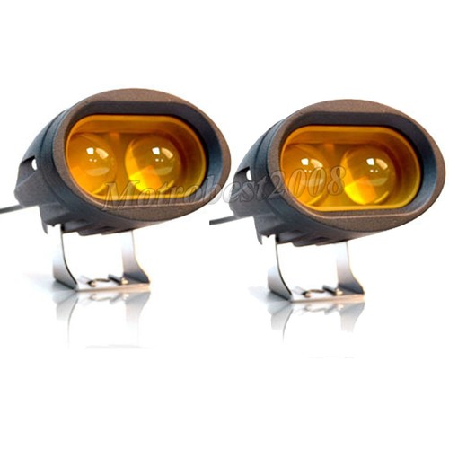 2PCS 4D Amber 20W LED Motorcycle Bike Offroad Spot Driving Work Light ...