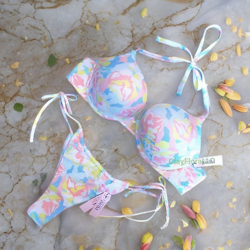 New Victoria's Secret BOMBSHELL Push Up SWIM SET itsy thong bottom camo ...