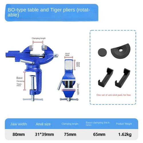 Bench Vise Mechanic's Clamp 360 Degree Swivel Base Cast Iron Bench Vise ...
