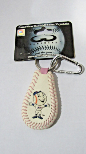 MLB New York Mets Mr. Met White Leather Seamed Keychain w/Carabiner by ...