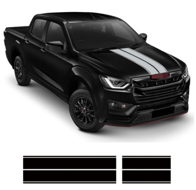 Hood and Rear Racing Stripe For Isuzu D-max Car Sticker Bonnet Tailgate ...