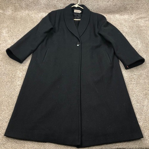 VTG Herman Kay Coat Womens 14 Black Wool Tweed Overcoat Trench Ladies ...