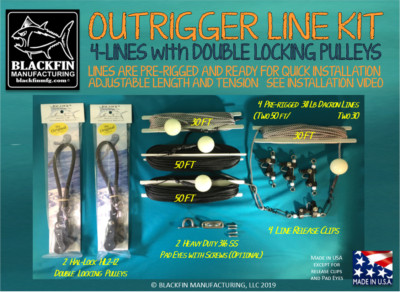Outrigger Rigging Kit 4 Lines 50/30 FT + Hal-Lock Double Pulleys ...