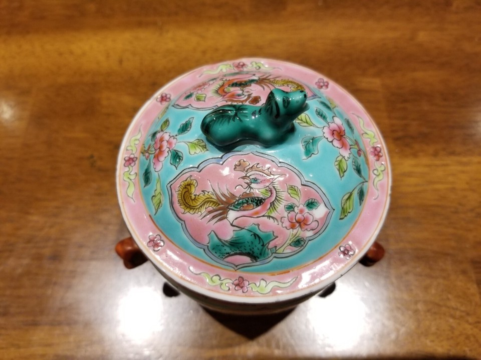 Vintage Chinese Porcelain Nyonya Ware Straits Peranakan Jar with Lid | eBay