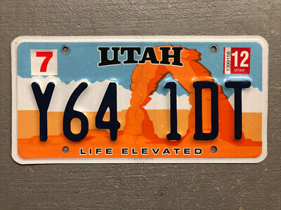 UTAH LICENSE PLATE ARCH-LIFE ELEVATED RANDOM LETTERS/NUMBERS NICE ...