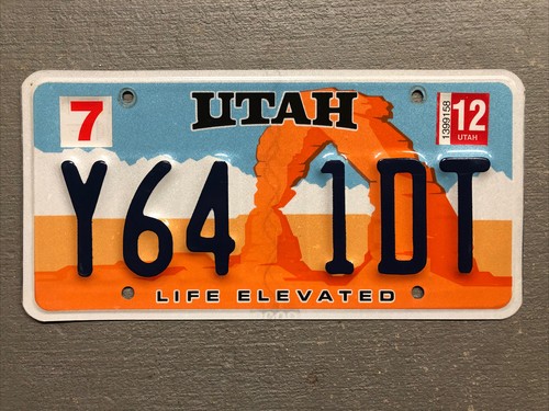UTAH LICENSE PLATE ARCH-LIFE ELEVATED RANDOM LETTERS/NUMBERS NICE ...