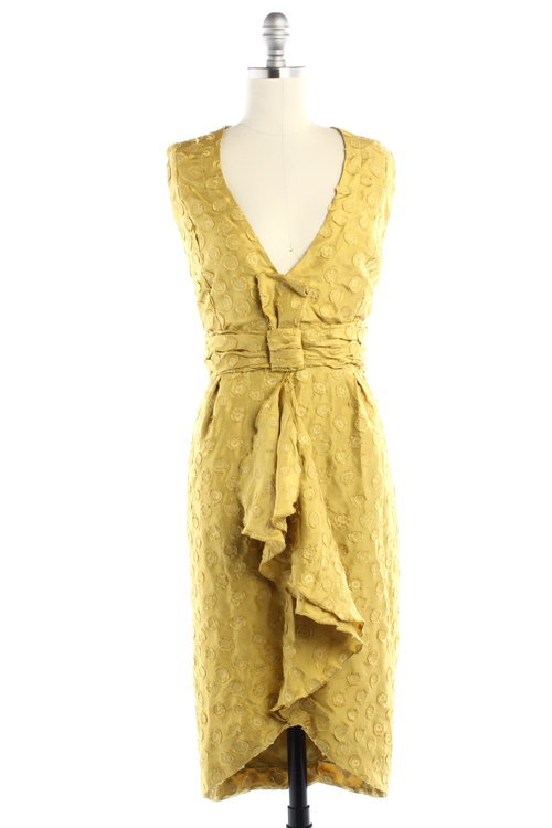 BHLDN Anthropologie Yellow Silk Tethered Dots Dress NWOT Size 0, 2 $300 ...