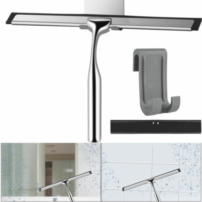 Shower Squeegee, Stainless Steel Shower Scrapers with Hanging Suction ...