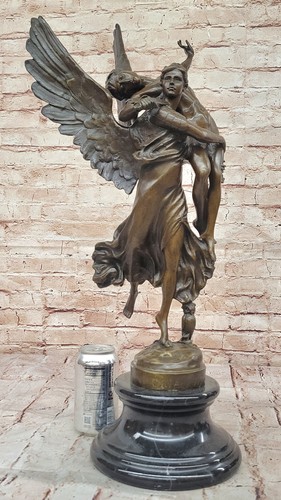 Bronze sculpture winged GLORIA statue, "GLORIS VICTIS" signed: Mercie ...