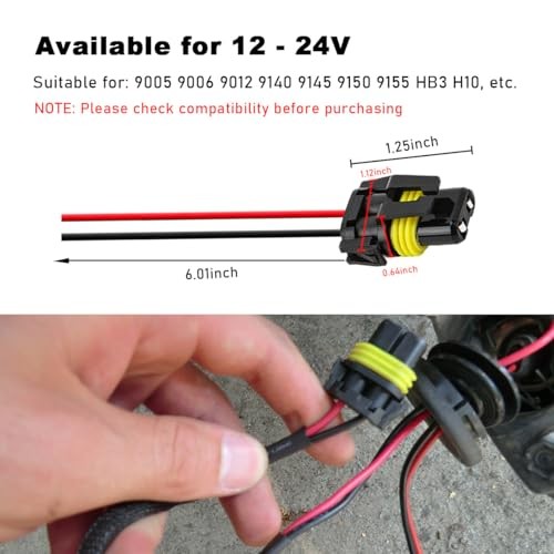 Female Adapter Wiring Harness Socket, 9005 9006 HB3 HB4 Pigtail Sockets ...