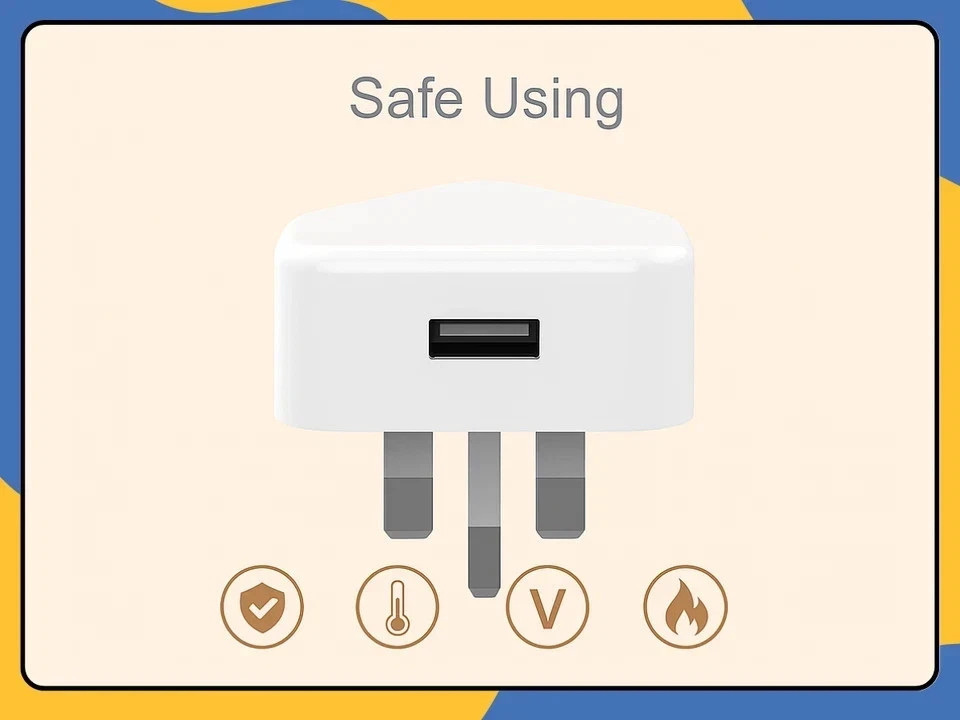 2 Pack 1 Port UK 3-Pin USB Wall Charger Power Adapter Mains Plug Fast ...