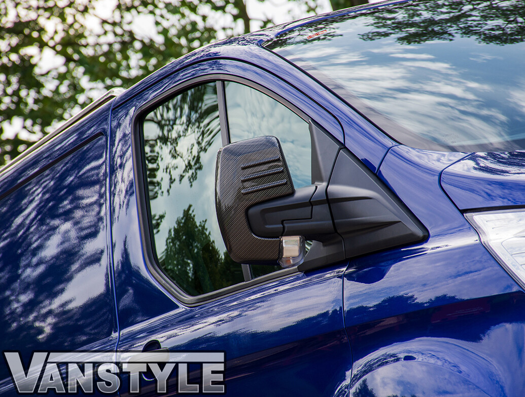 FORD TRANSIT CUSTOM 18-23 CARBON EFFECT ABS RIDGED MIRROR COVER SET ...