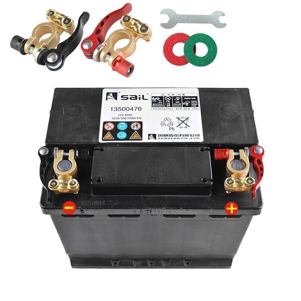 Pair of Battery Terminal Connectors Quick Release Disconnect Positive ...