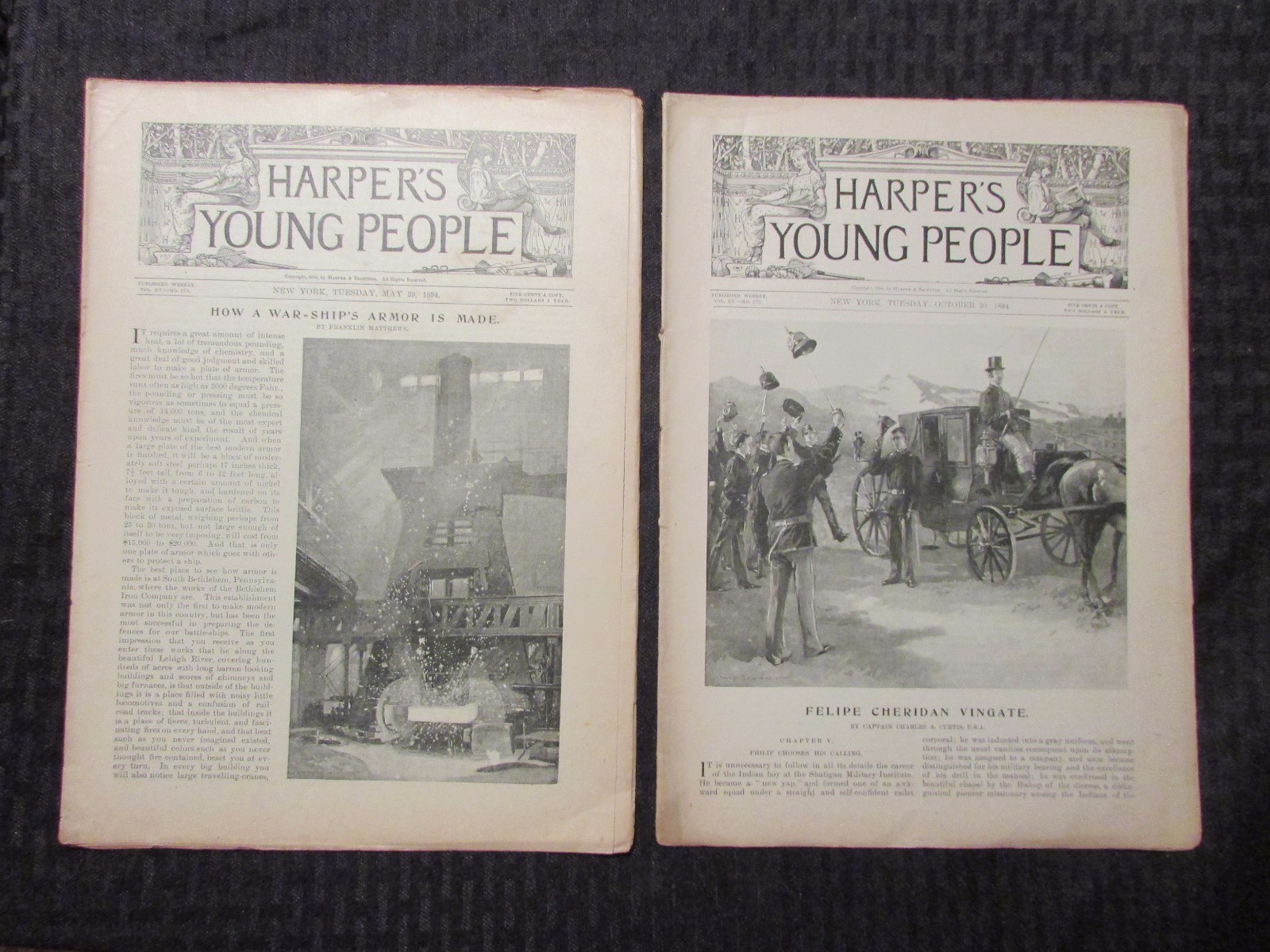 1894 HARPER'S YOUNG PEOPLE Magazine #761 VG+ #783 VG+ LOT of 2 Vintage ...