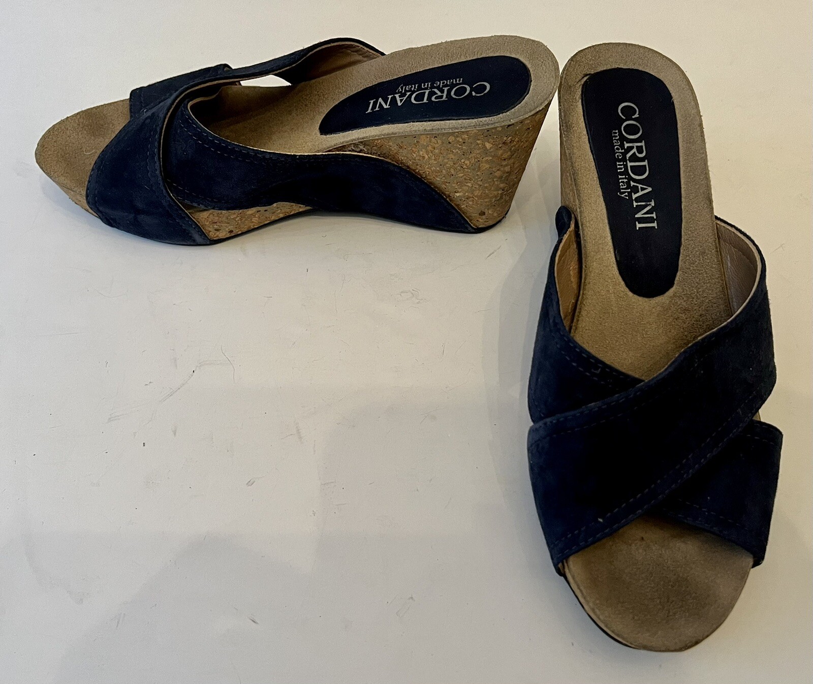 Cordani Italy Womens Blue Leather Wedge Sandals Sz 38 / 7.5 | eBay