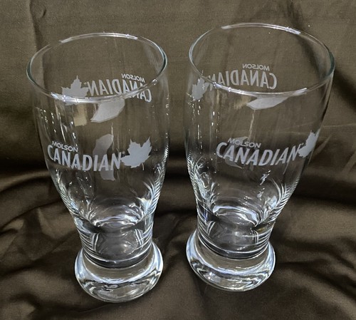 USED MOLSON CANADIAN PILSNER BEER GLASS LOT x2 GREAT SHAPE 7" H 18oz | eBay