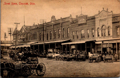 Antique Postcard Checotah, Oklahoma street Scene Horses Buggies1909 ...