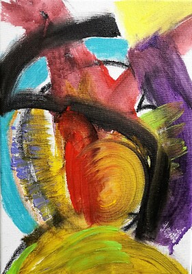 ABSTRACT EXPRESSIONIST PAINTING 400 ORIGINAL CANVAS SIGNED NIGEL WATERS ...