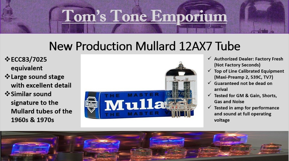 New In Box Mullard 12AX7 Reissue Long Plate Preamp Tube Tested ...