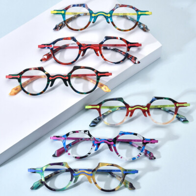 Round Mixed-color Eyeglass Frames Lightweight Spectacles Personalized ...