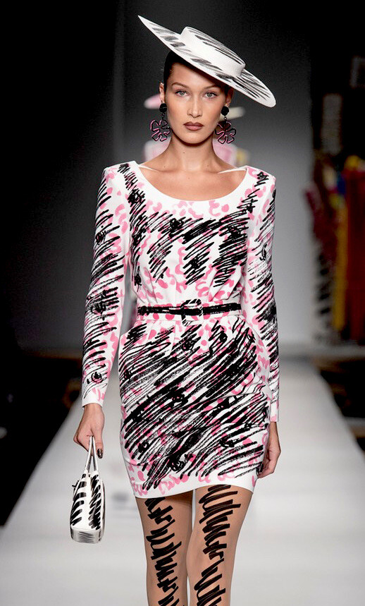 MOSCHINO⚡️2019 Jeremy Scott scribble doodle belted dress size 44 IT ...