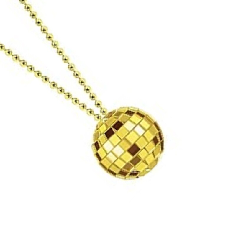 Long Chain Disco Ball Chain Necklace Gold/Silver Ball Pendant Neckchain ...