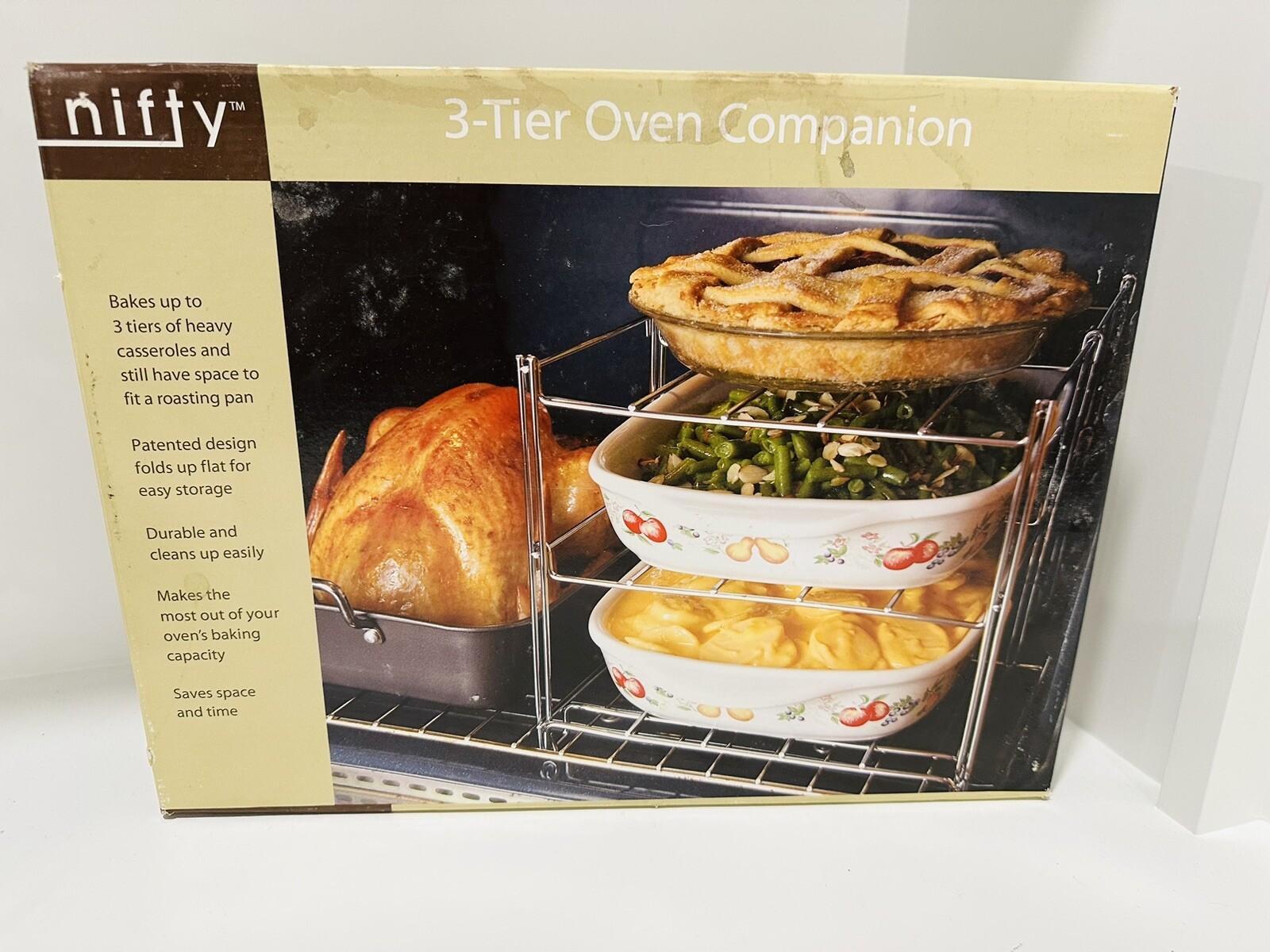 Nifty 3-Tier Oven Companion Baking Rack Chrome Compact Collapsible New ...