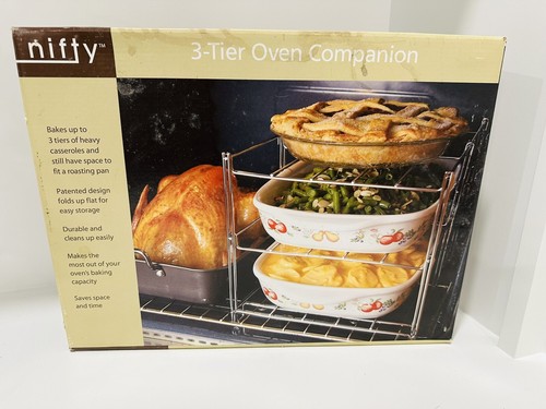 Nifty 3-Tier Oven Companion Baking Rack Chrome Compact Collapsible New ...
