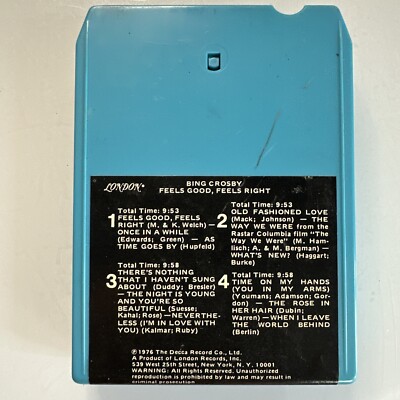 Bing Crosby Feels Good Feels Right (8-Track Tape) | eBay