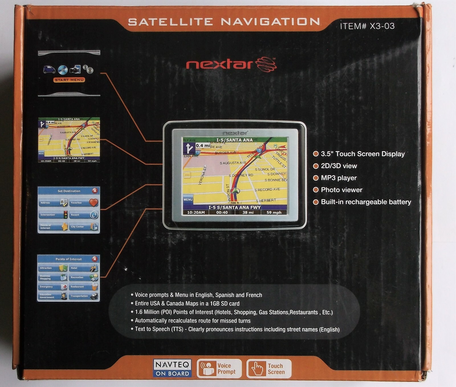 $250 Nextar NAVTEQ X3-03 Auto GPS Satellite Navigation 3.5 Color Touch ...