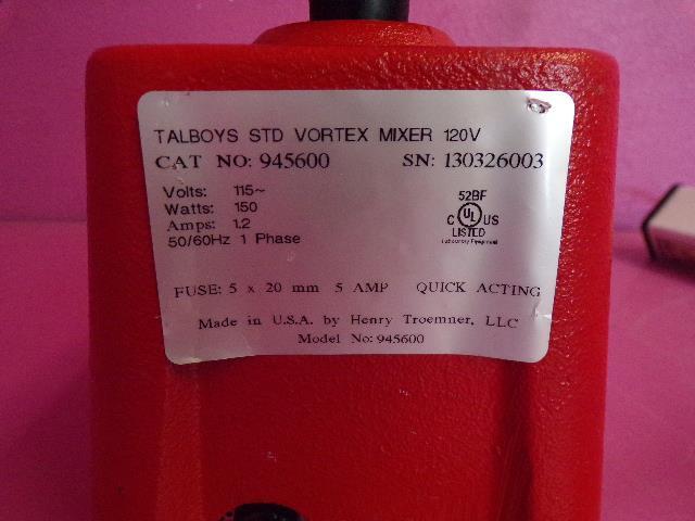 Talboys 945600 Standard Vortex Mixer Quick Acting w/ Single Tube Holder ...