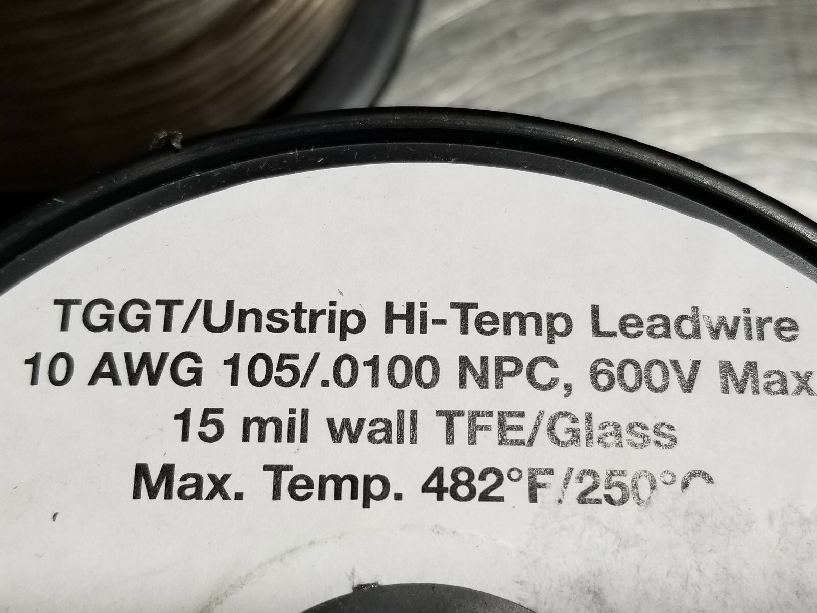 Tempco #10awg TGGT UniStrip Nickel-Plated High Temp Lead Wire 600V 250C ...