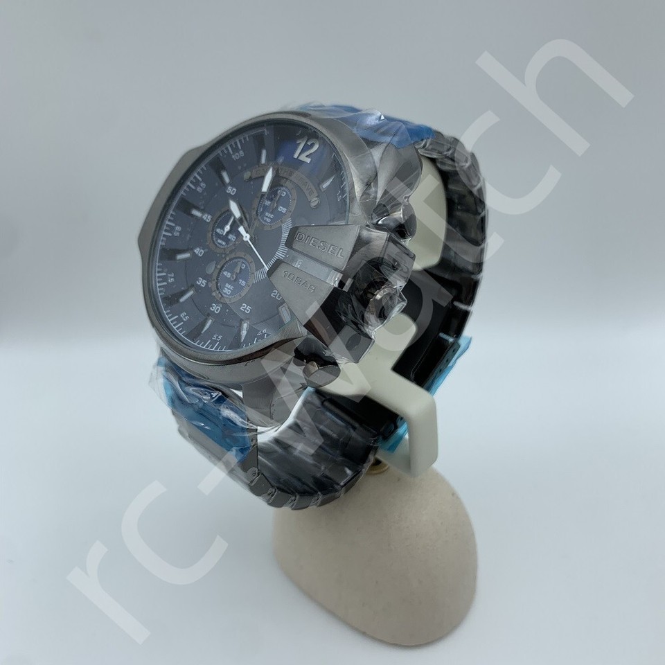 Diesel DZ4329 Mega Chief Blue Dial Gunmetal Plated Stainless Steel Men ...