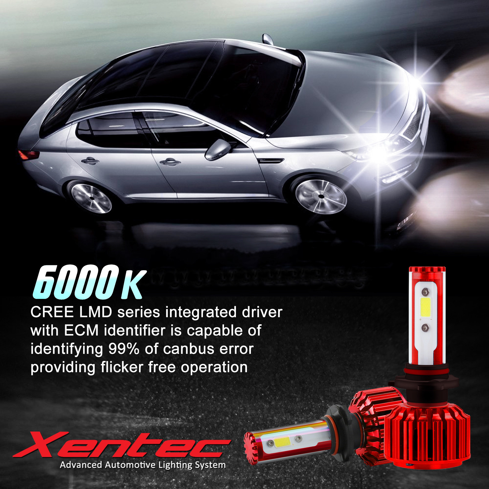 Xentec 120W 12800lm LED Lights Bulbs Headlight / Fog Light Kit H7 6000K ...