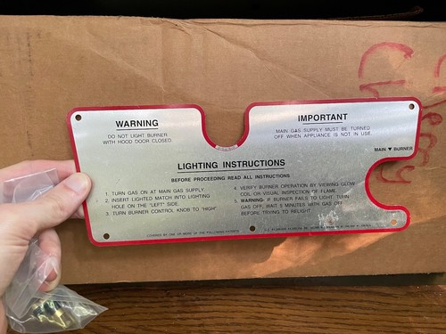 Ducane Gas Grill Control Box Instruction Plate 804 805 | eBay