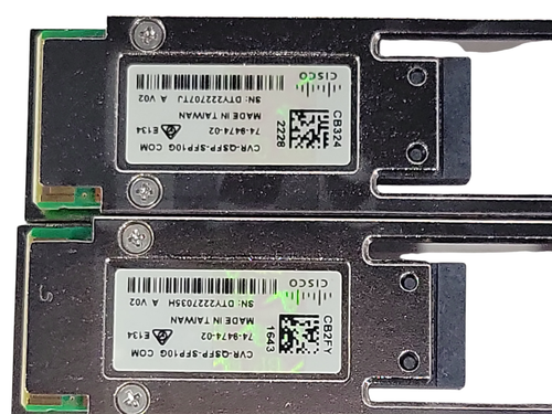 Lot of 2x CVR-QSFP-SFP10G Cisco 40G QSFP+ to 10G SFP+ Adapter Modules ...