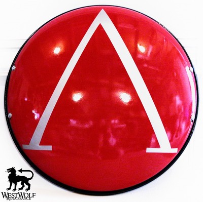 18g STEEL GREEK SPARTAN SHIELD -- Red & Silver -- sca/lambda/300 ...