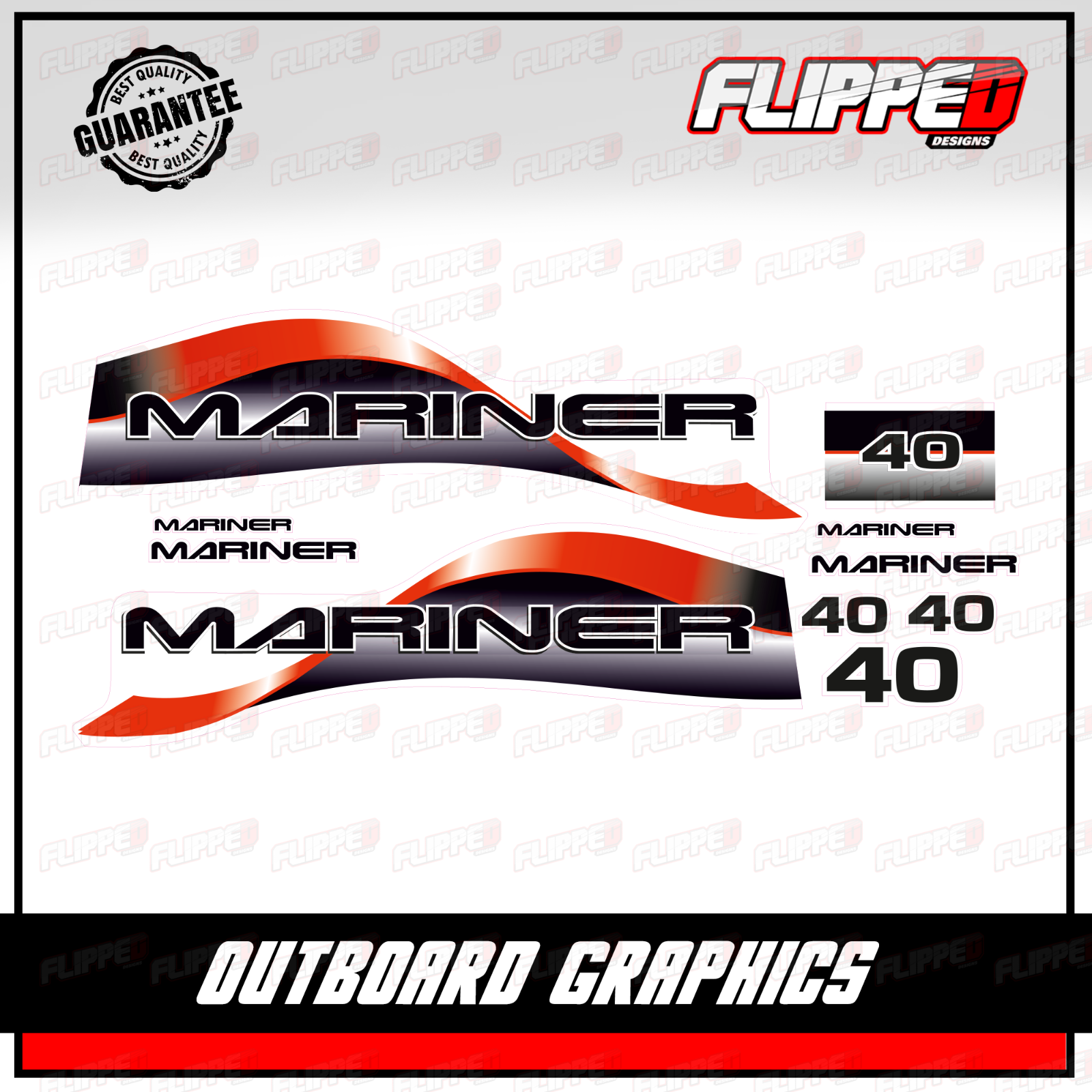 Mariner 40 HP Outboard Decals Graphics Sticker Kit Engine Motor | eBay